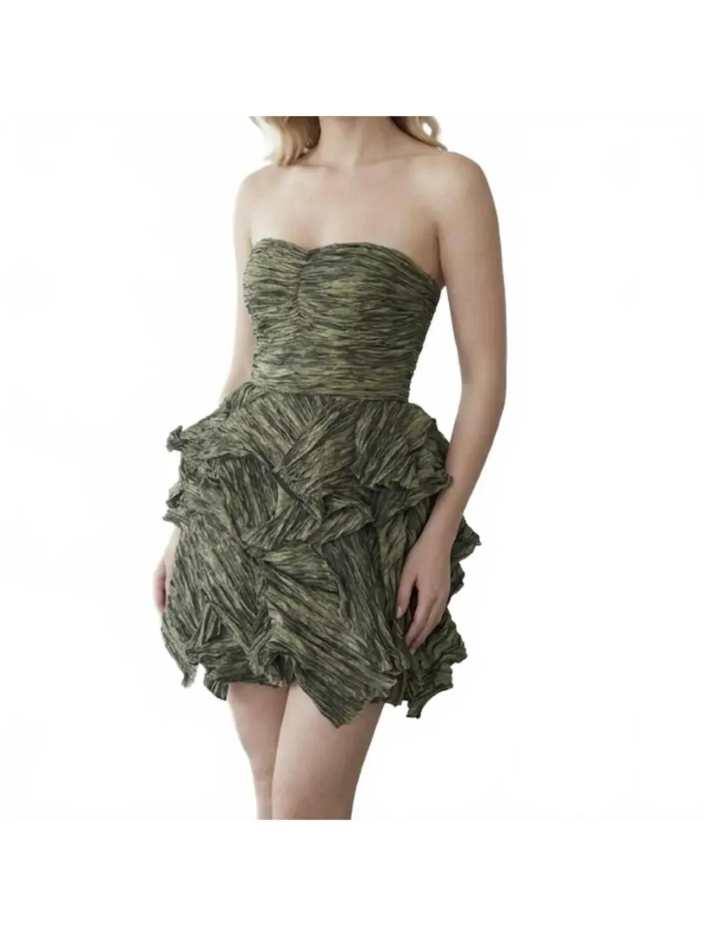 Mignon | Dresses | Mignon Womens Mini Strapless Green Taffeta Fairy ...